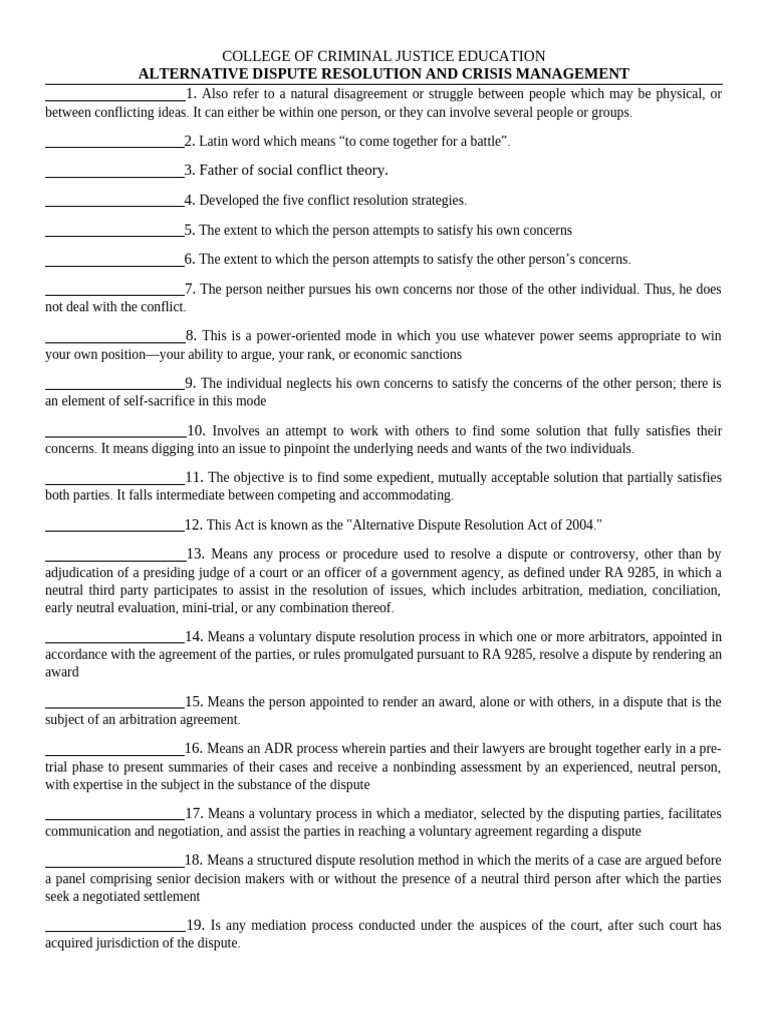 Adr Exam | PDF | Alternative Dispute Resolution | Mediation