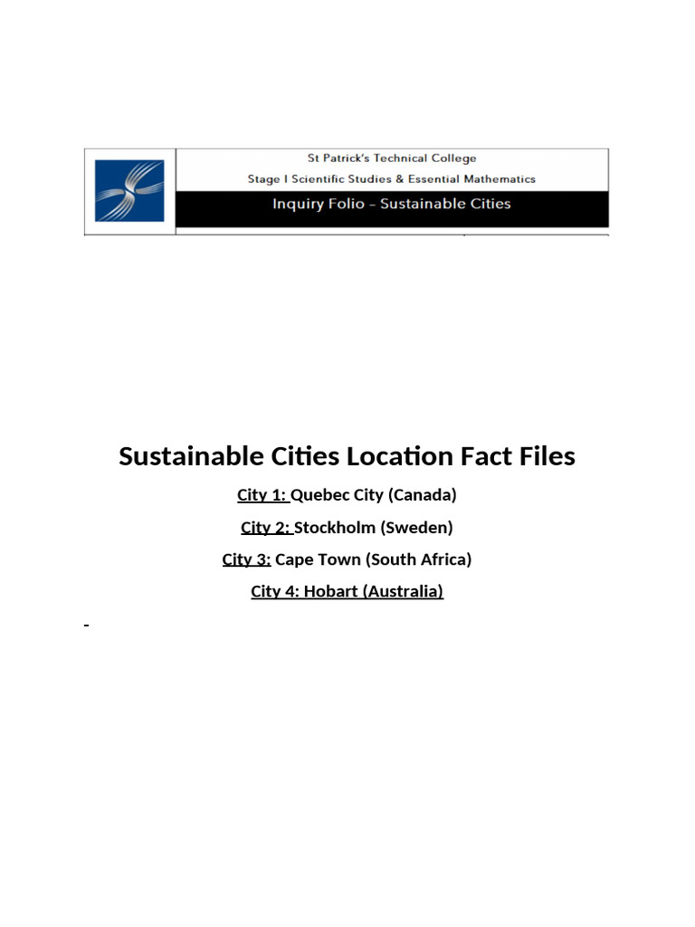Sustainable Cities Fact Sheets | PDF