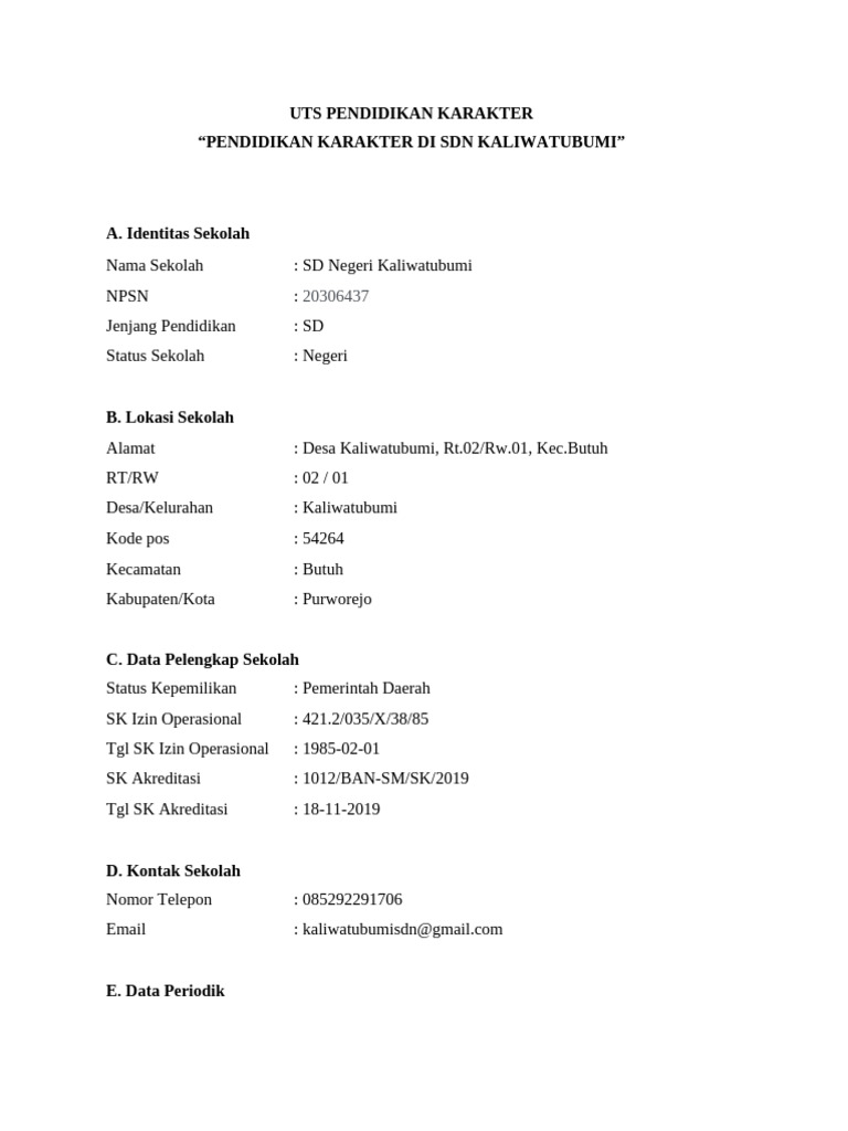 UTS PENDIDIKAN KARAKTER | PDF