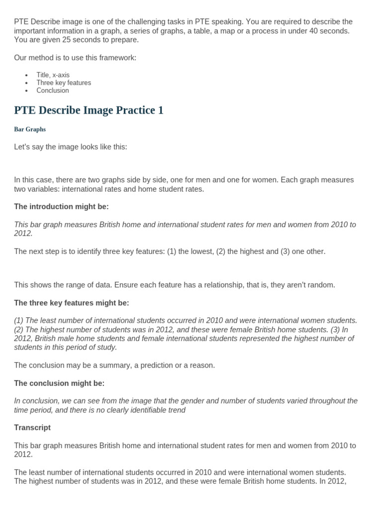 PTE Describe Image | PDF