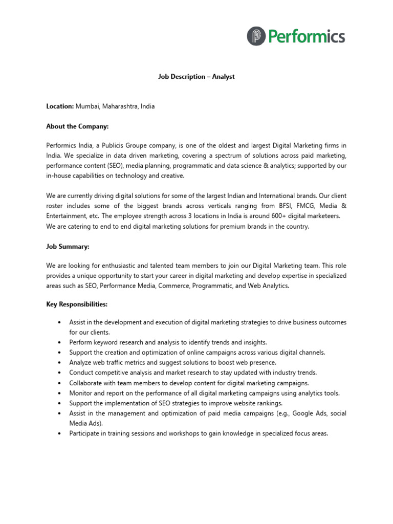 JD - Analyst Digital | PDF