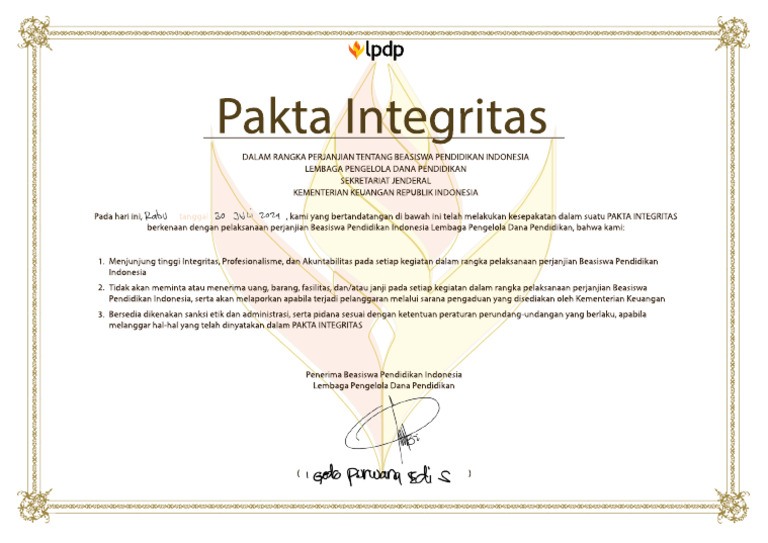Pakta Integritas | PDF