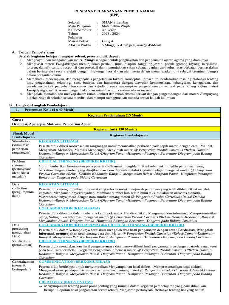 RPP MTK Wajib KLS X | PDF