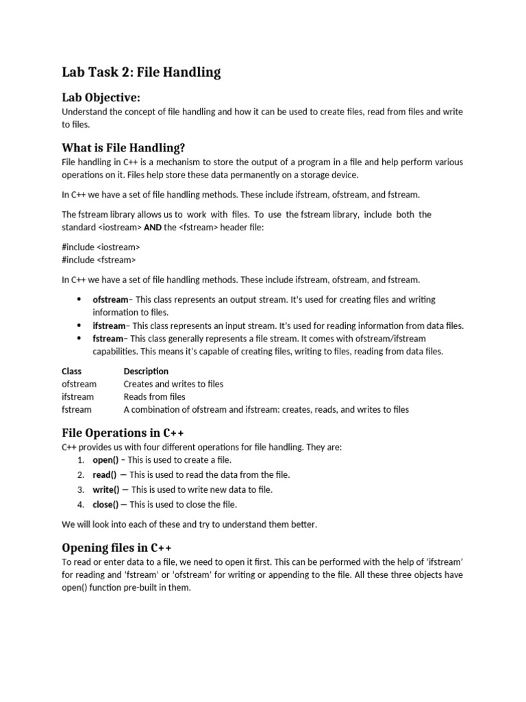 Lab Task 2 DSA (File Handling) | PDF
