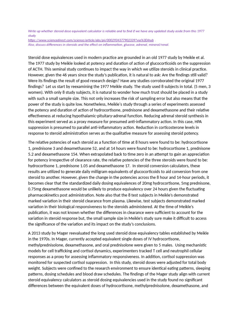 Steroid Conversion Calculator | PDF