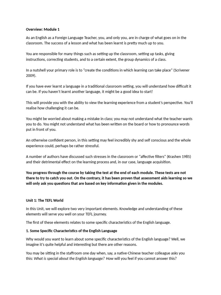 Tefl Module 1 | PDF