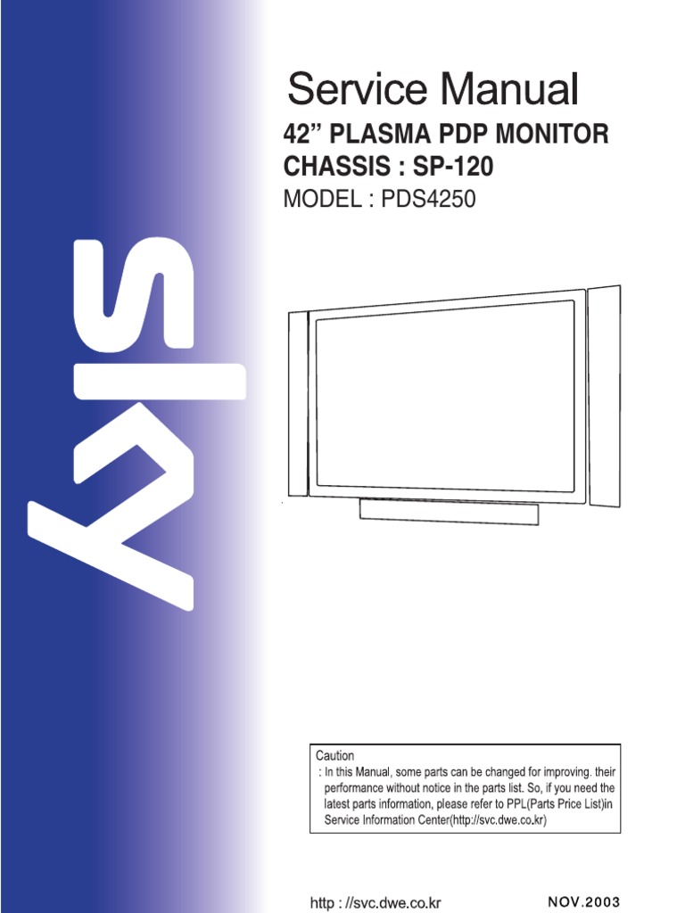 42" Plasma PDP Monitor Chassis: Sp-120: MODEL: PDS4250 | PDF ...