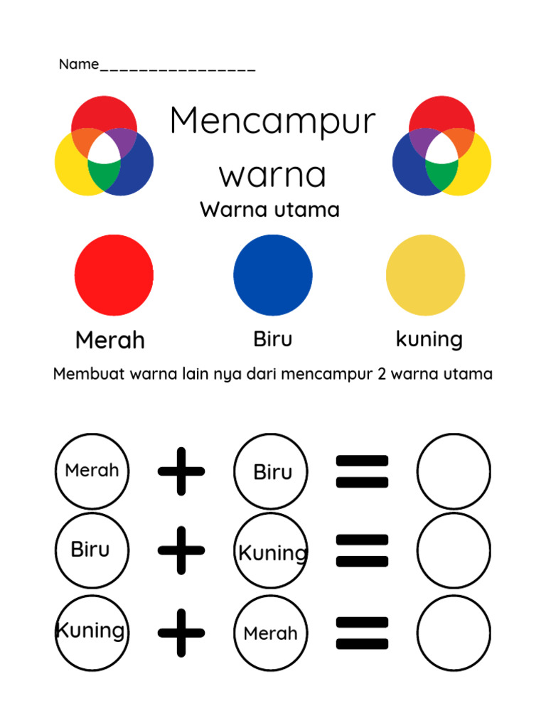 Art Color Mixing Primary and Secondary Color Worksheet | PDF