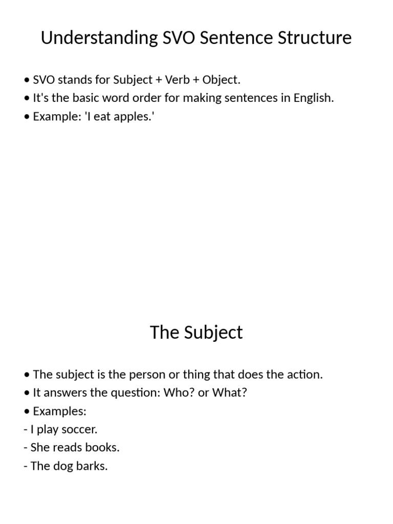 SVO Structure Presentation | PDF