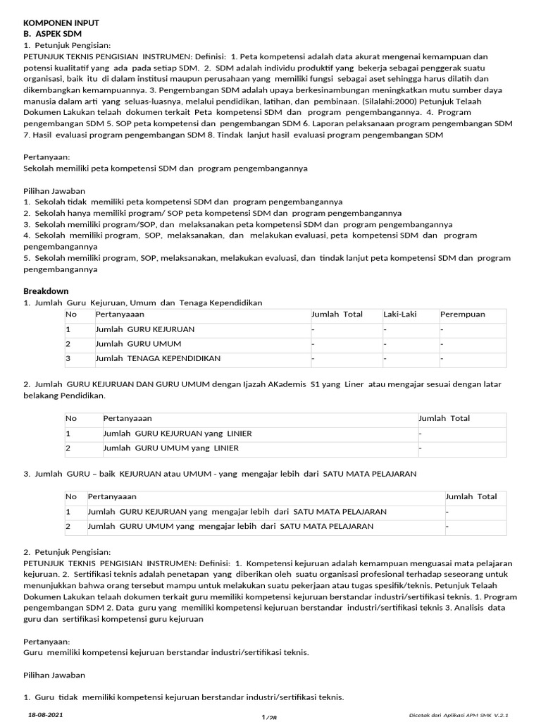 Instrumen Mutu SDM | PDF