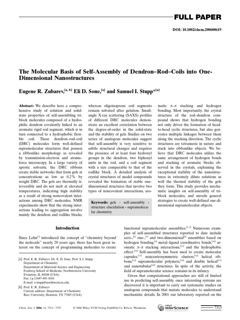 Eugene R. Zubarev, Eli D. Sone and Samuel I. Stupp - The Molecular ...