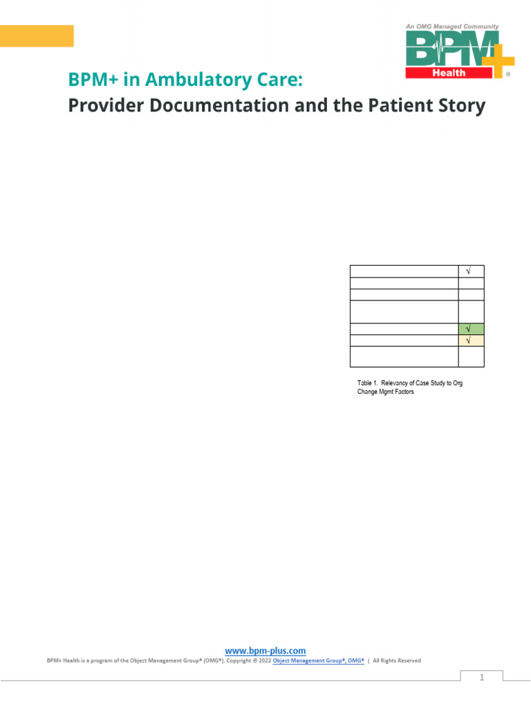 BPM+Health Case Study BPM+in Ambulatory Care | PDF