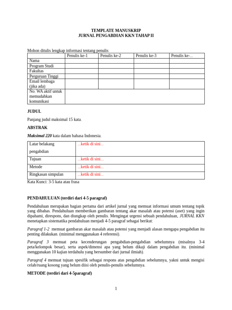 Template Jurnal KKN | PDF