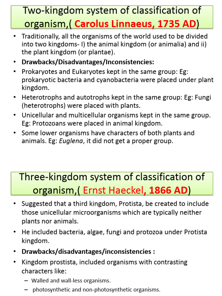 Kingdom System of Classification of Organisms | PDF | Eukaryotes ...