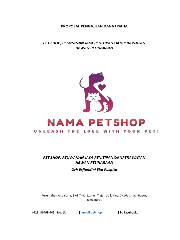 Proposal Pengajuan Dana Usaha Pet Shop (Erdiandini) | PDF