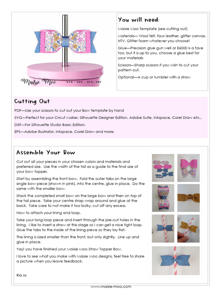 Straw Topper Bow PDF Pattern and Instructions | PDF