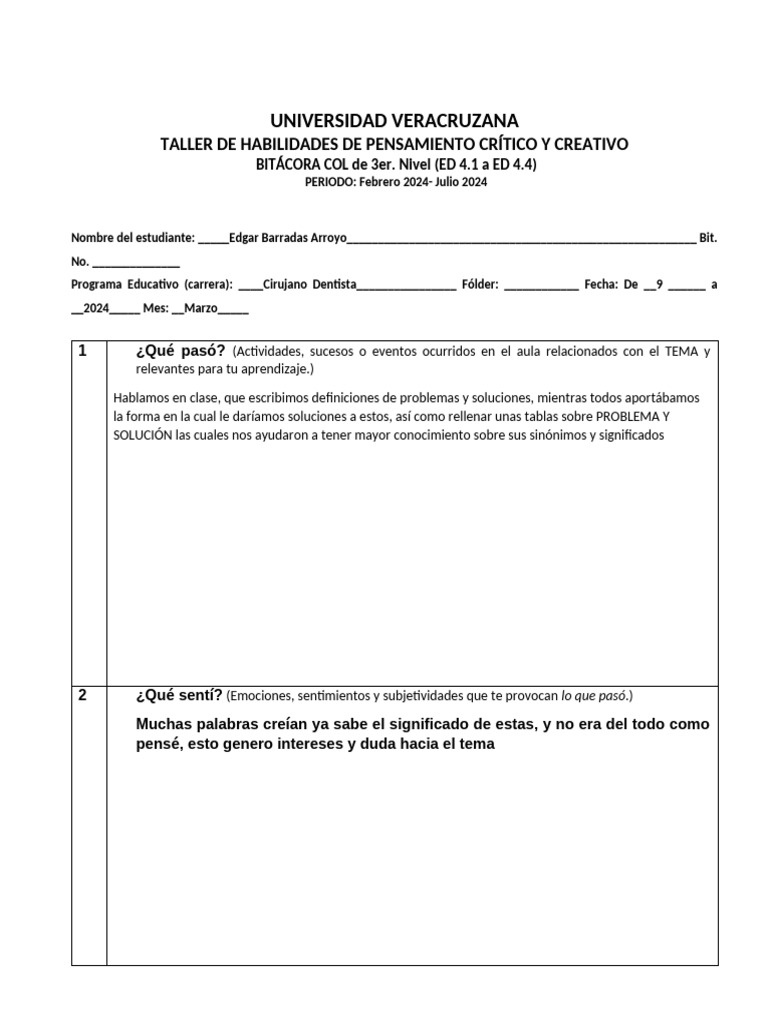 Ejemplo de Bitacora COL | PDF