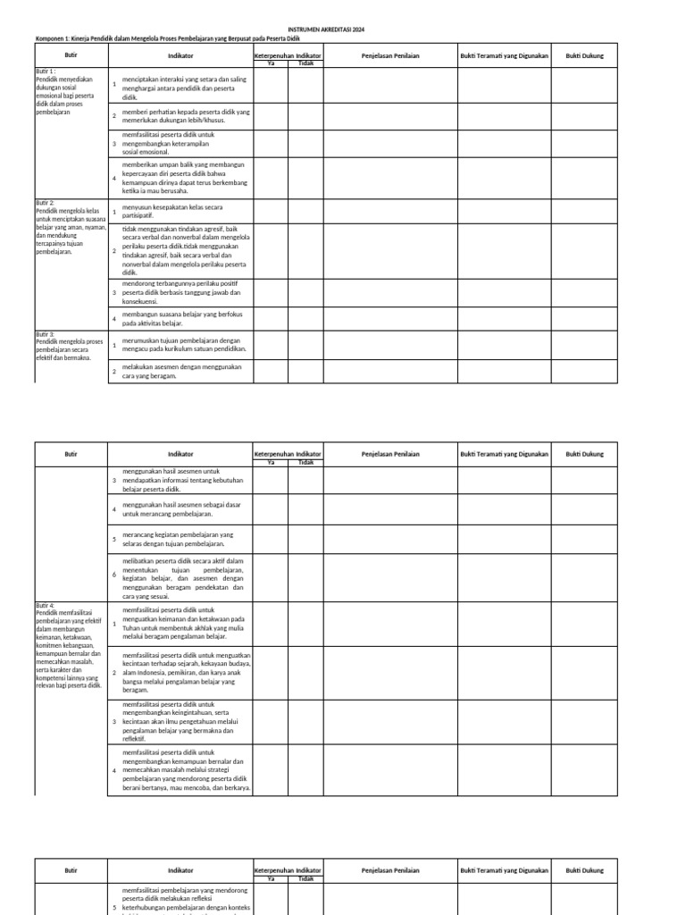 Butir Akreditasi Baru | PDF