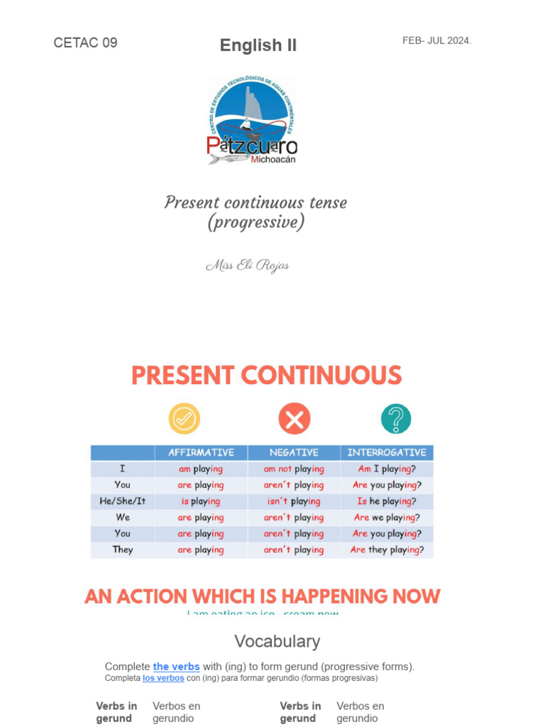 Present Continuous 2024 | PDF