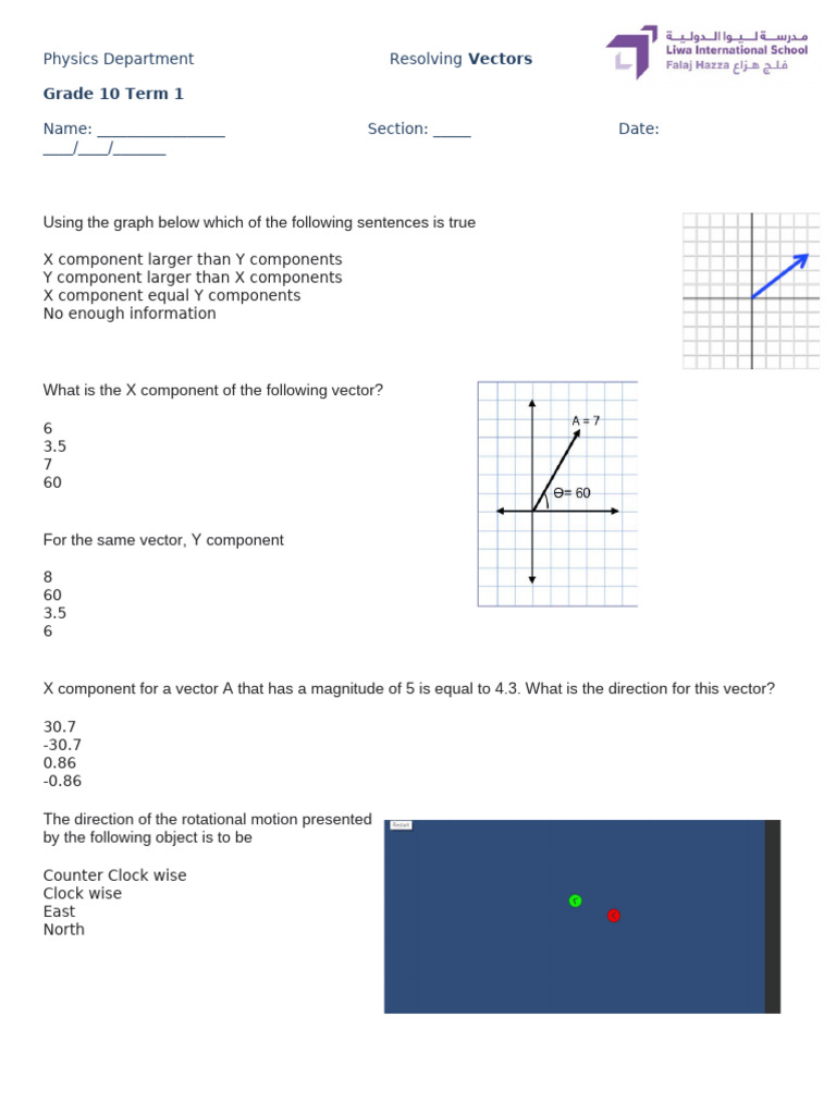 Resolving Vectors Core Task | PDF