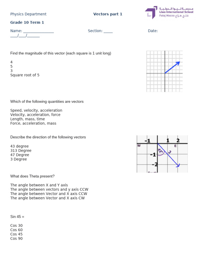 Vectors Part 1 Core Task | PDF