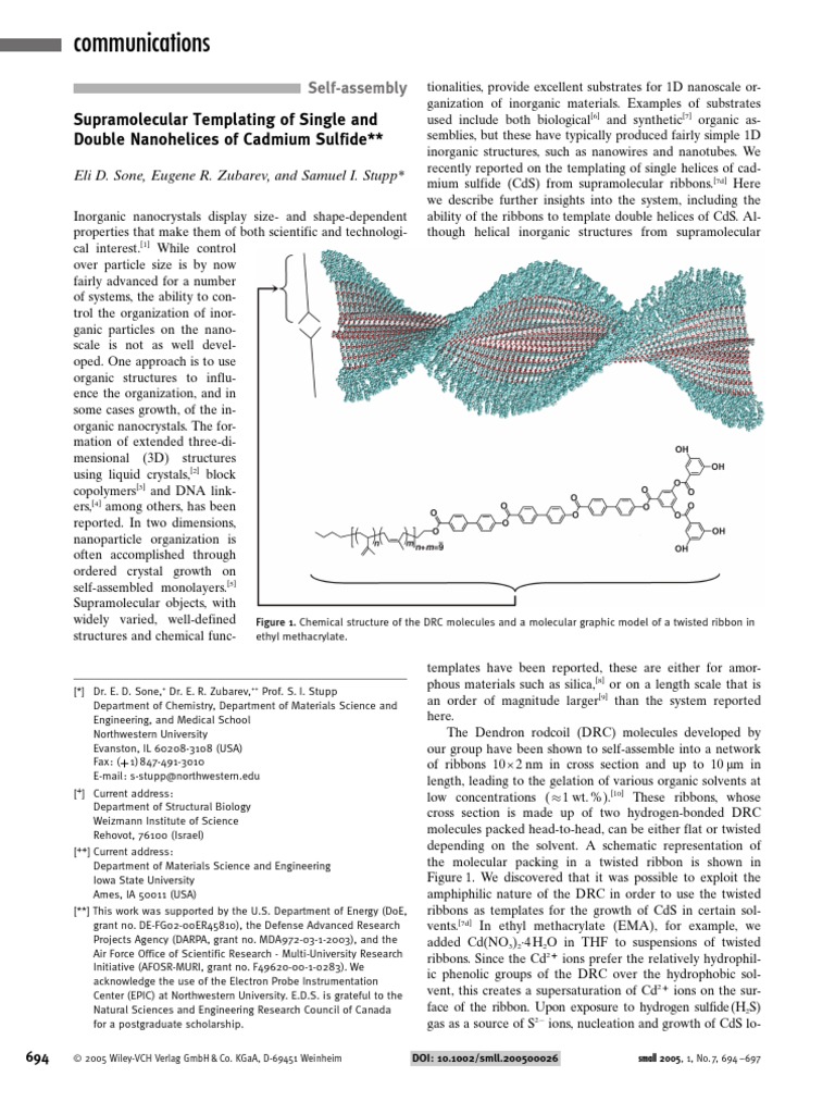 Eli D. Sone, Eugene R. Zubarev and Samuel I. Stupp - Supramolecular ...