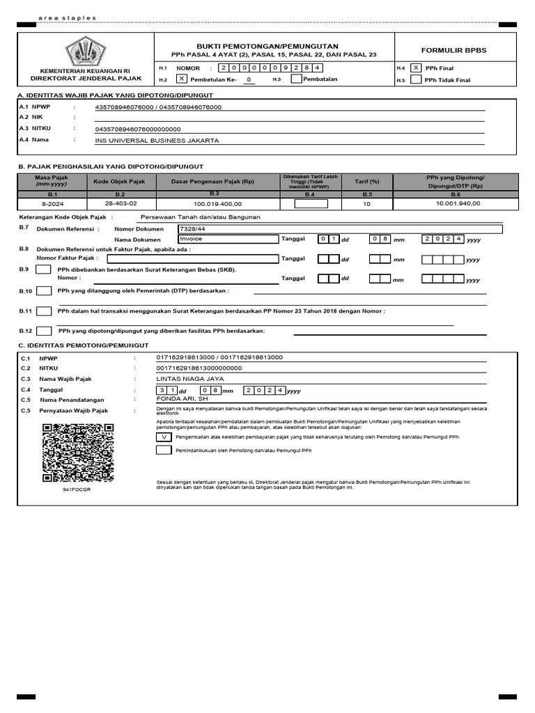 Bukpot Sewa Kantor Galeon INS-Agustus 2024 | PDF