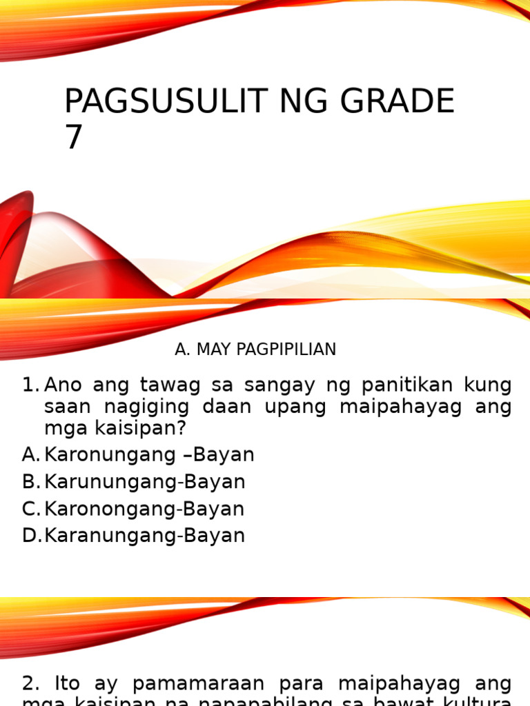 Pagsusulit NG Grade 7 | PDF