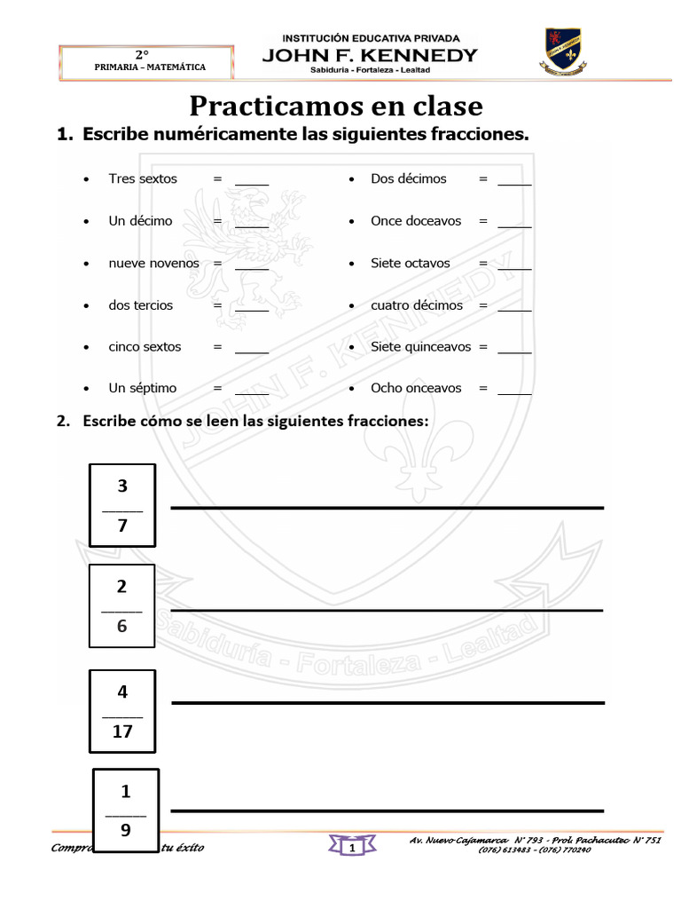 Práctica de Fracciones | PDF