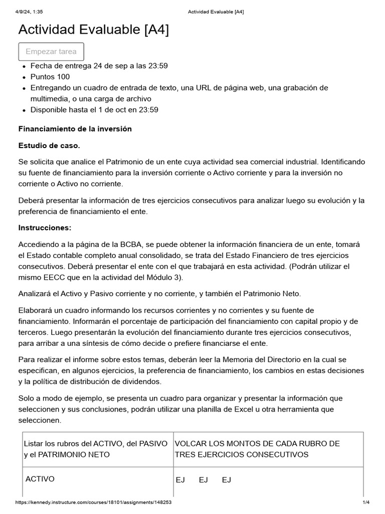 Actividad Evaluable [A4] Adm Financiera | PDF