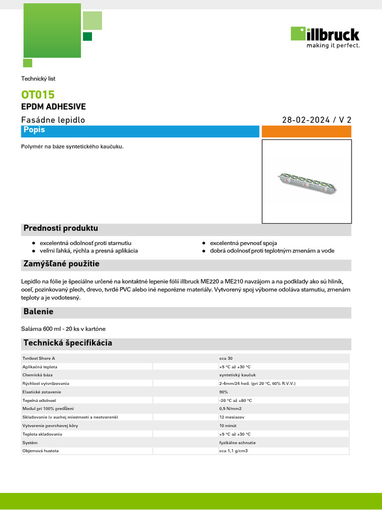 IB - OT015 - Datasheet - EPDM ADHESIVE - SK-SK - v2 | PDF
