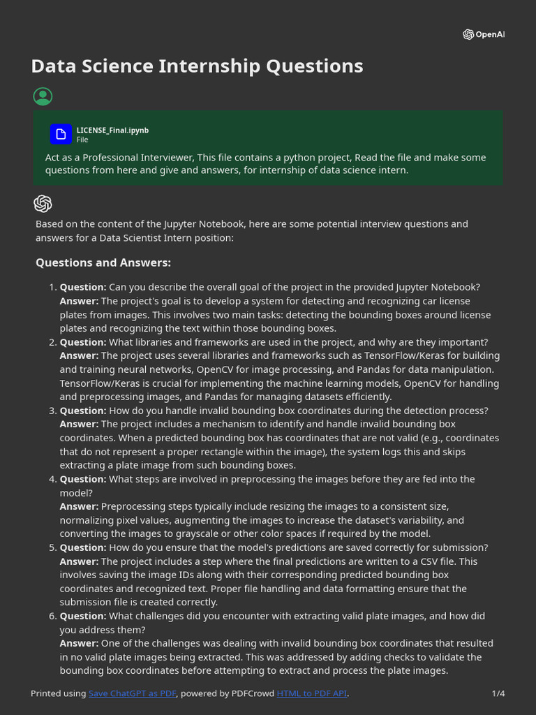 Data Science Internship Questions | PDF