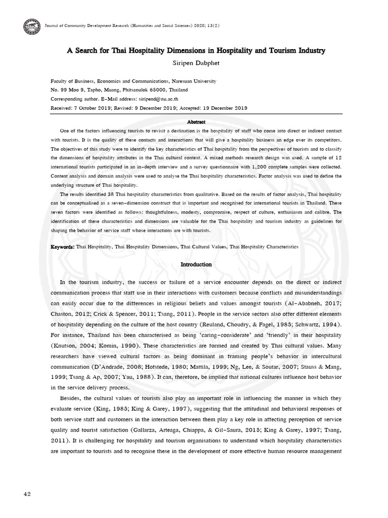 Thai hospitality | PDF