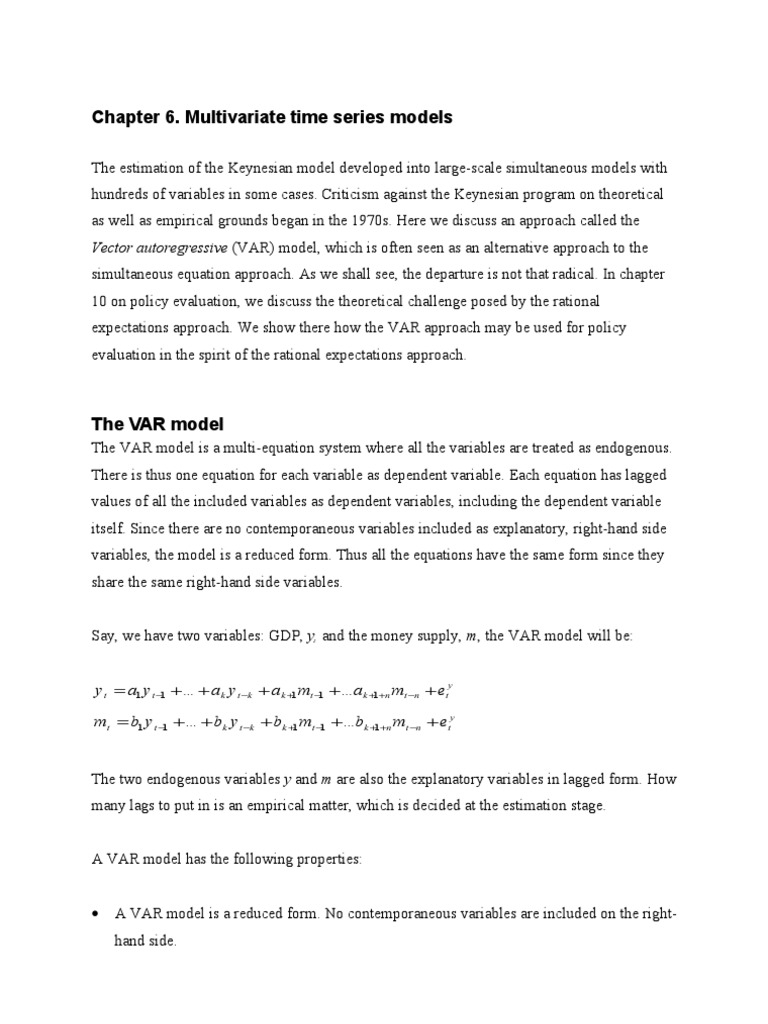 Ch6 Multivariate Time Series Models | PDF | Vector Autoregression ...
