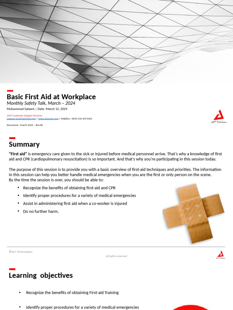 Basic First Aid Training | PDF