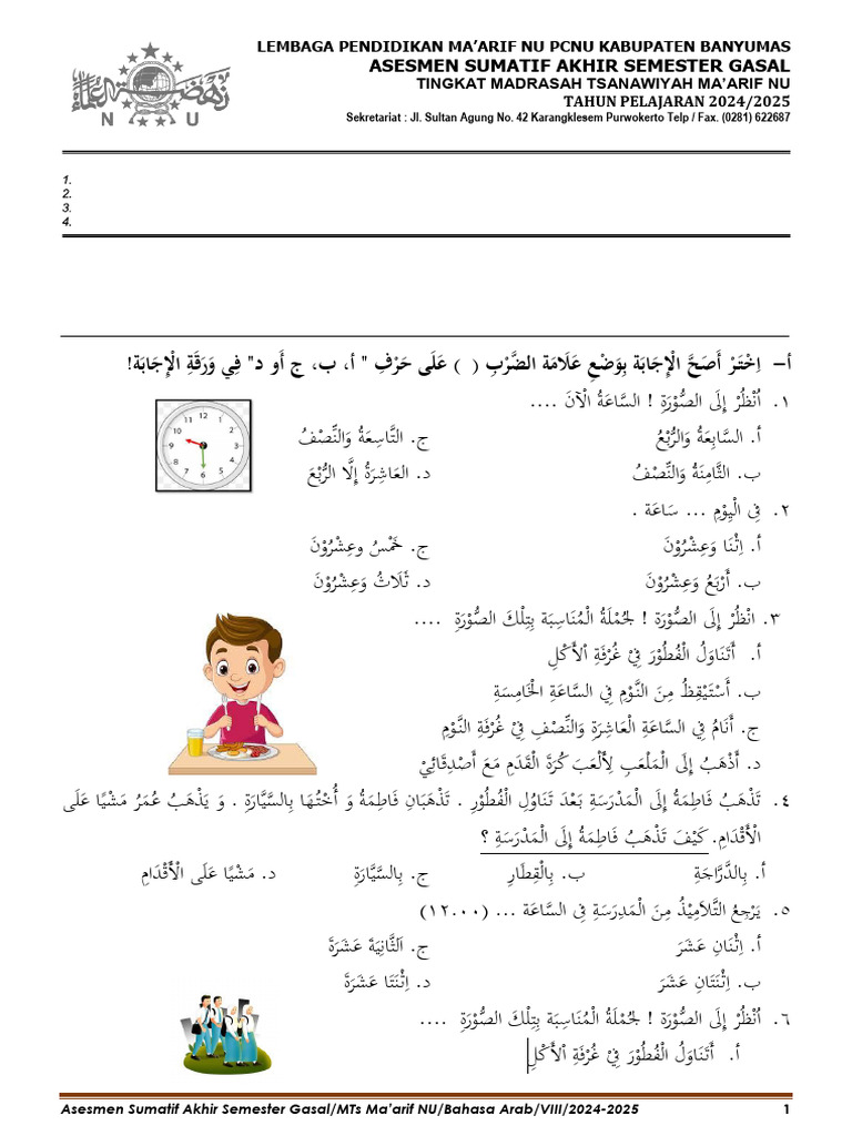 SOAL ASAS B. Arab 8 GANJIL | PDF