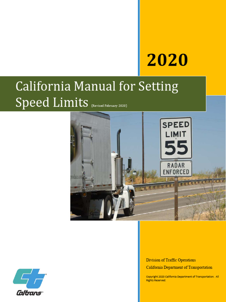 2020 California Manual For Setting Speed Limits A11y | PDF