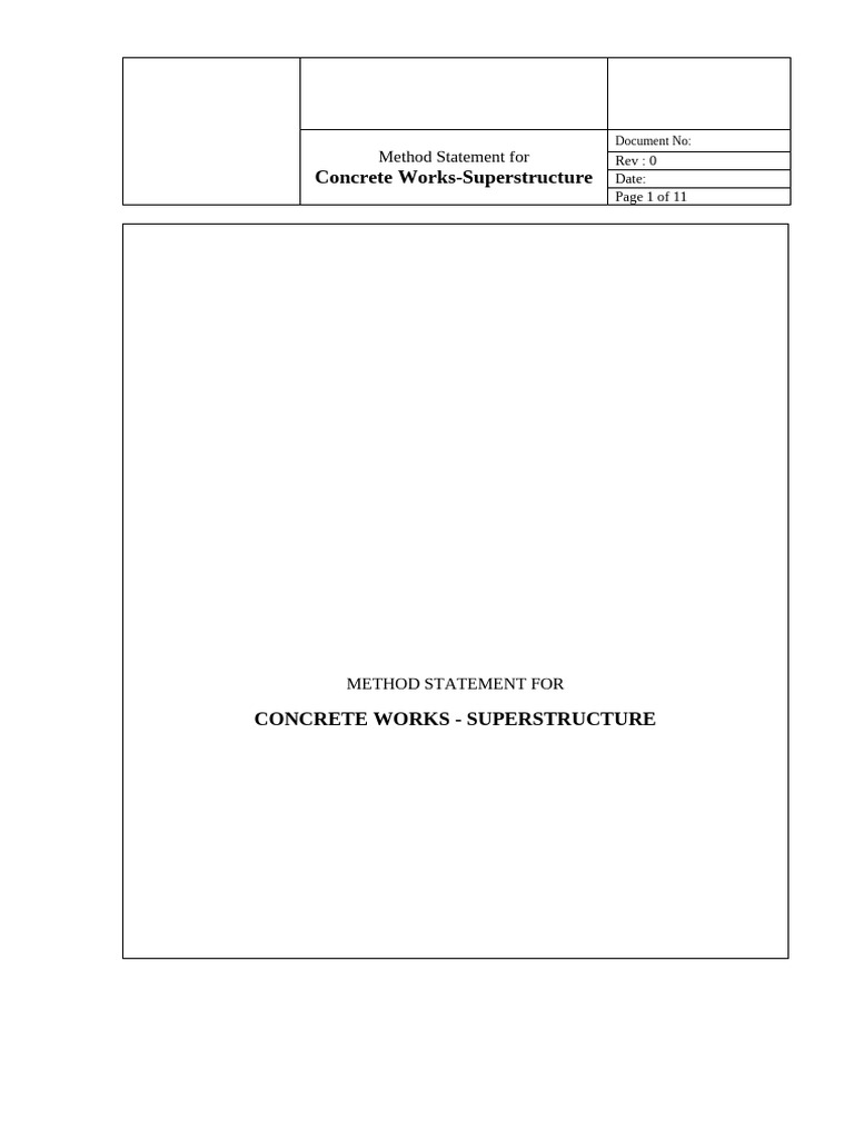Method Statement for Concrete Works Superstructures | PDF