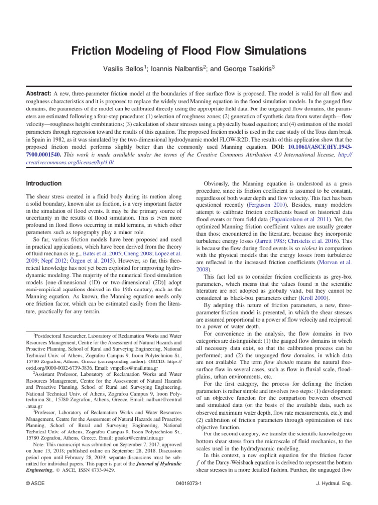 Friction Modeling of Flood Flow Simulations Jurnal | PDF | Fluid ...