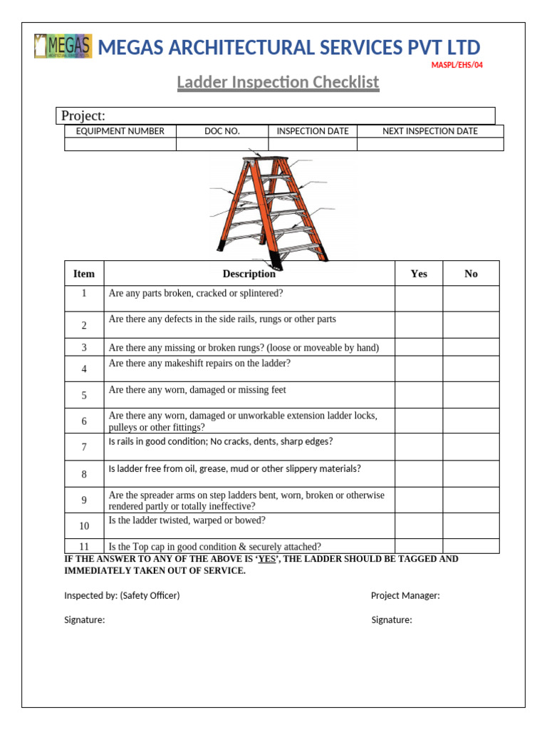 04 Ladder Inspection Checklist | PDF