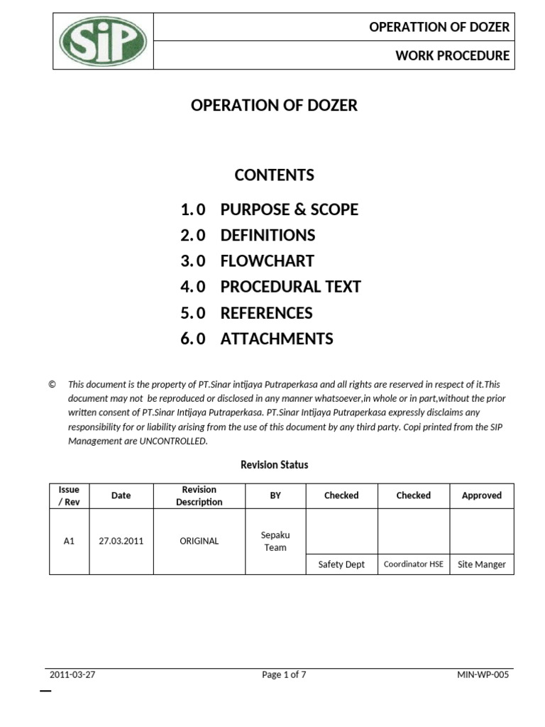 SOP DOZER | PDF