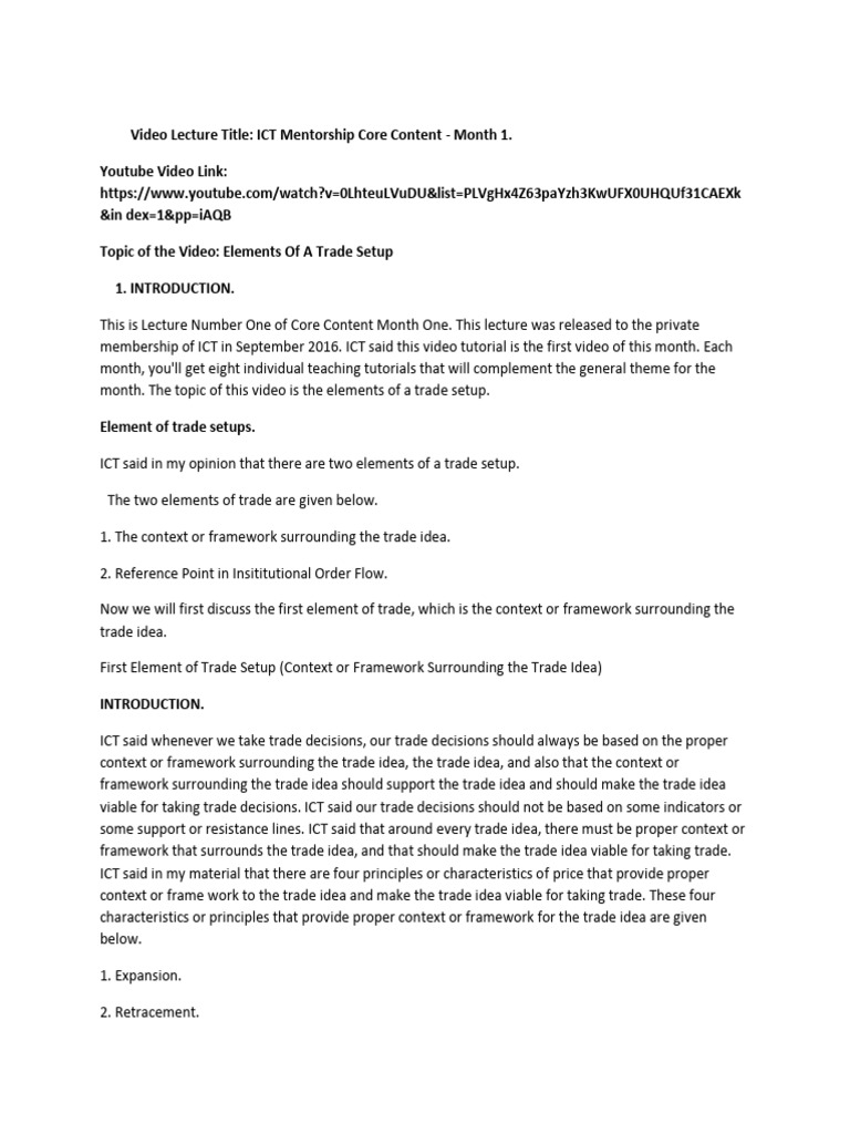 Trade Setup Elements Explained | PDF | Market Trend | Business