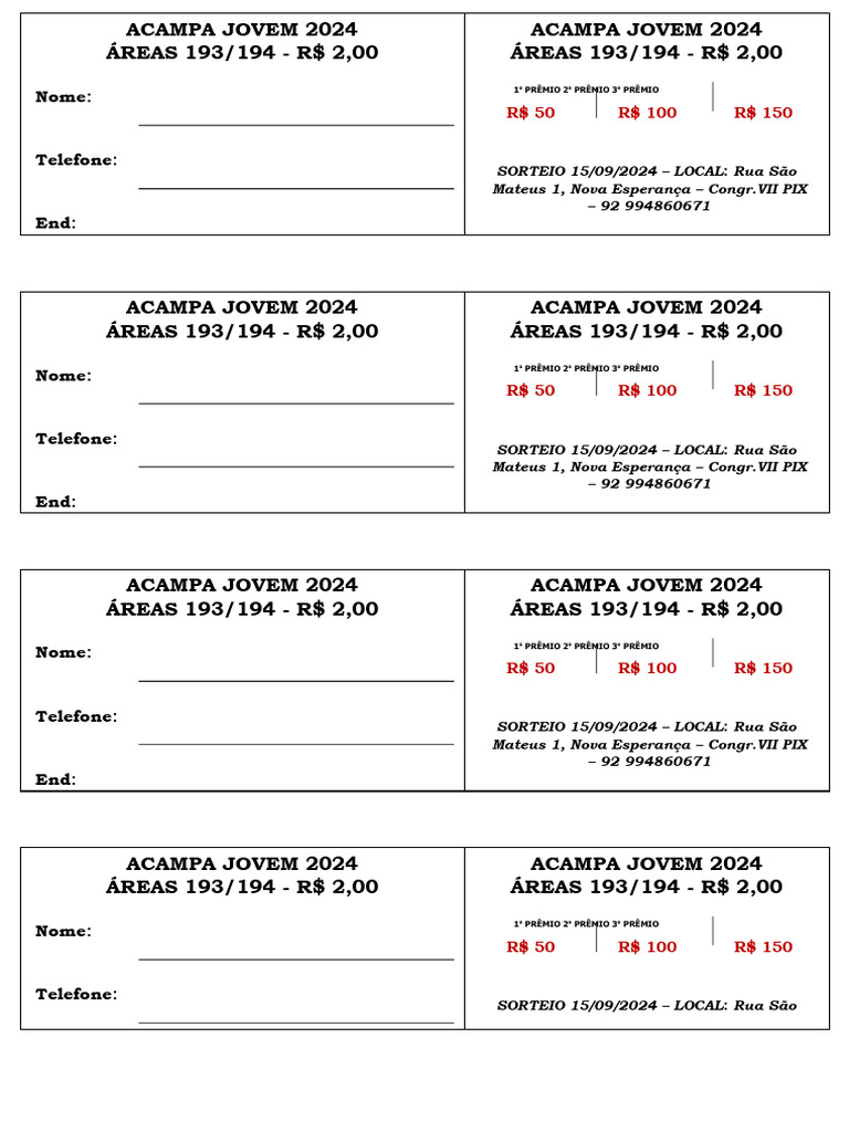 Rifa Acampa 2024 | PDF