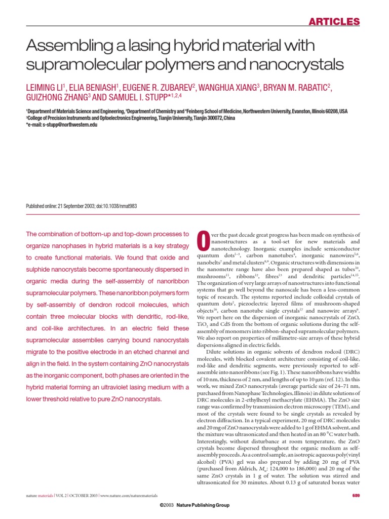 Leiming Li Et Al - Assembling A Lasing Hybrid Material With ...