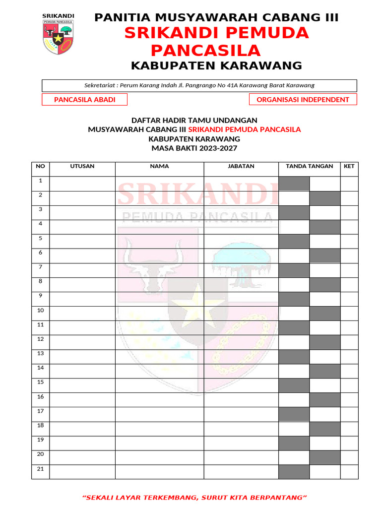 Absensi Pleno Tamu | PDF