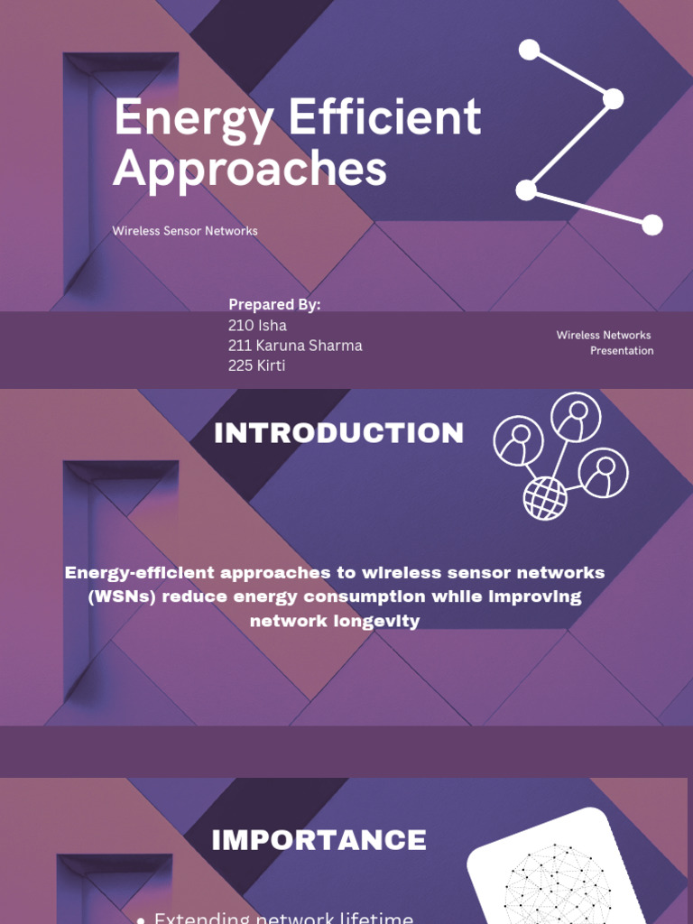 WN PPT Energy Efficient Approaches | PDF | Wireless Sensor Network | Efficient Energy Use