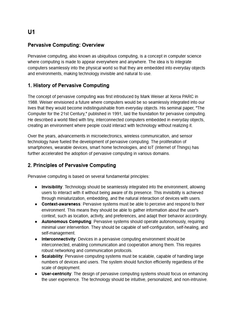 Pervasive Computing: Overview: Invisibility | PDF