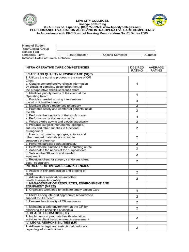 Etool Intraoperative Circulating Nurse | PDF