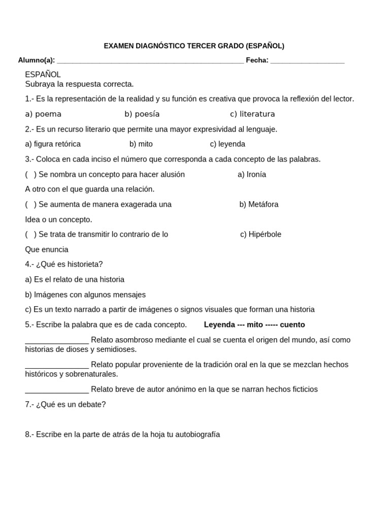 Examen Diagnostico 3B | PDF