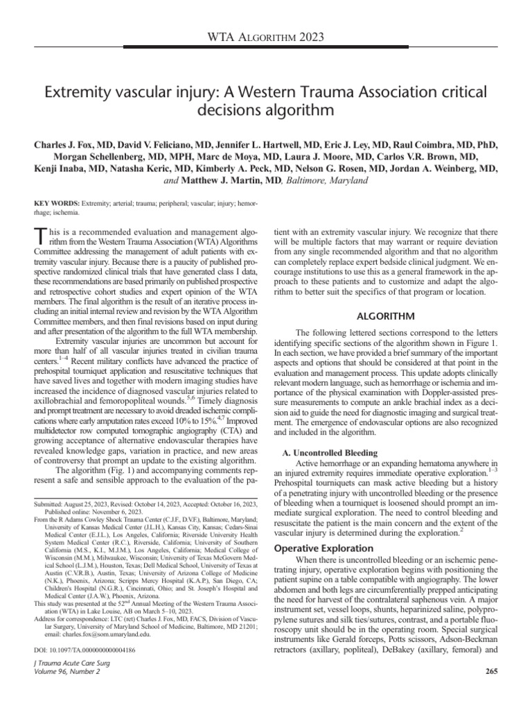 Extremity Vascular Injury | PDF